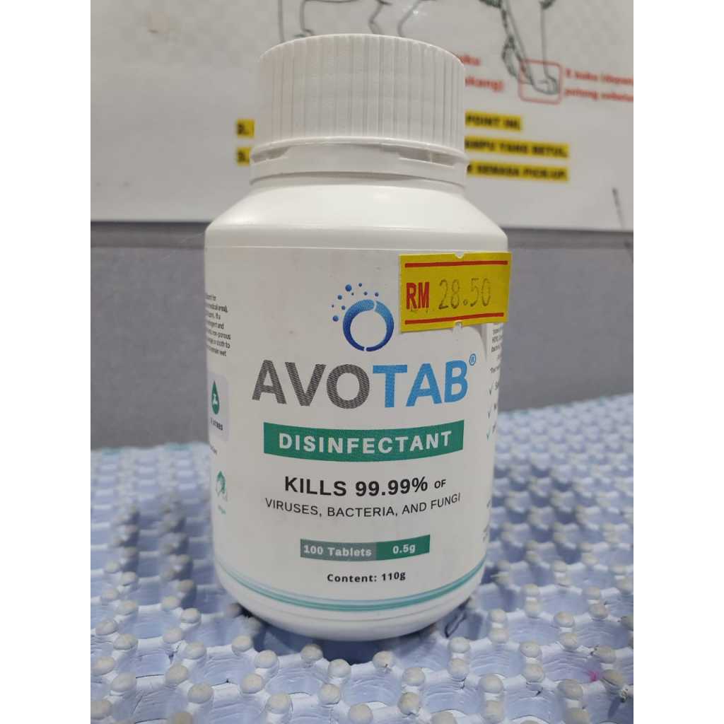 Avotab Disinfectant 100 Tablets of 0.5g Sanitiser/ Pembasmi Kuman ...
