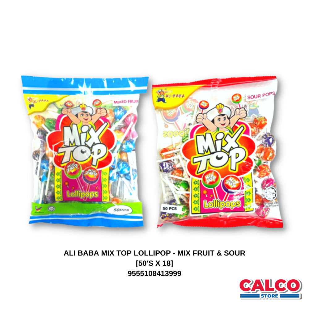 10g x 50pcs Ali Baba Mix Top Lollipop Candy Mixed Fruit / Sour Pops Flavor Halal | Shopee Malaysia