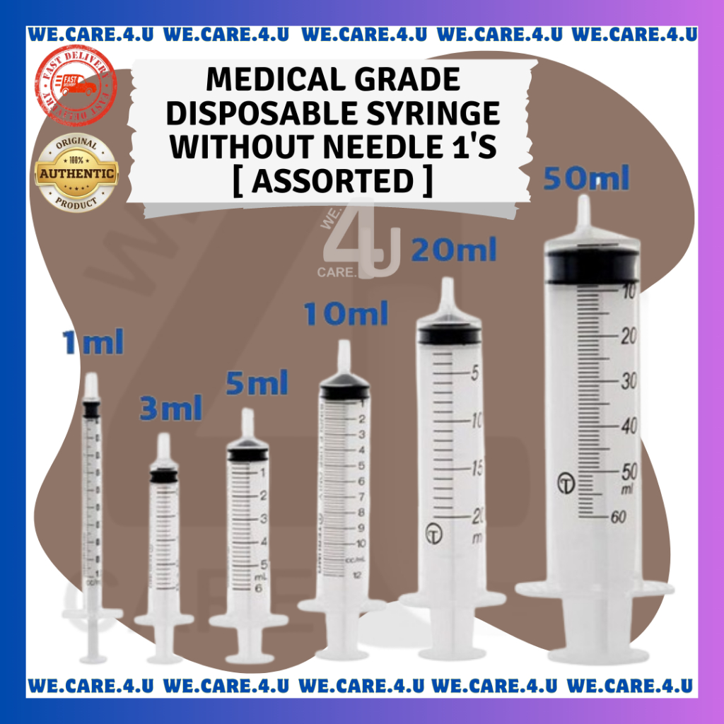 ~MEDICAL GRADE DISPOSABLE SYRINGE WITHOUT NEEDLE 1'S LUER LOCK / LUER SLIP / 1ML / 3ML / 5ML ...