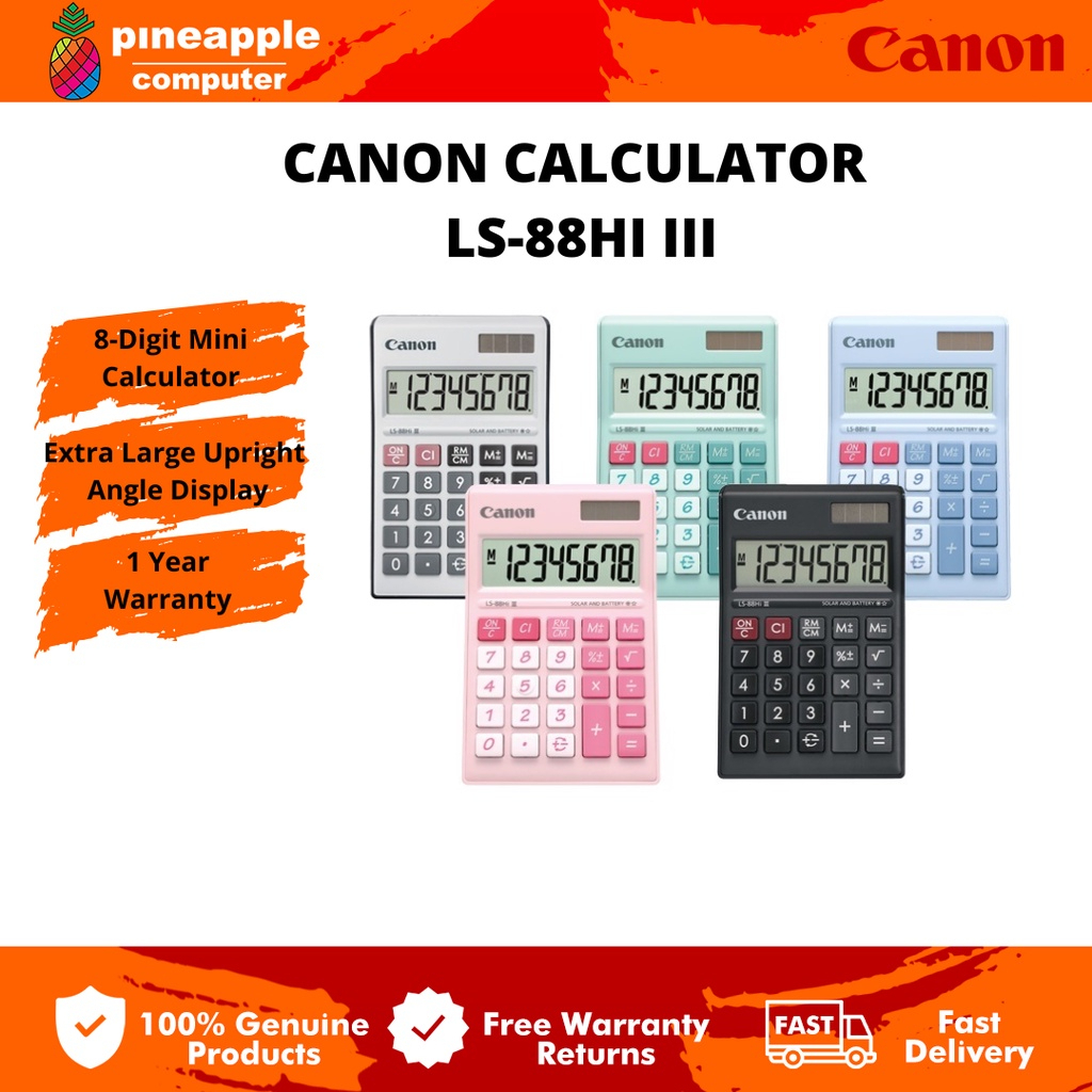 Canon Calculator LS-88HI III 8 Digits Dual Power Large Display Plastic ...