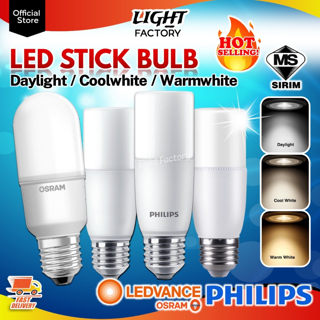 [Add On Deal] PHILIPS ESSENTIAL/OSRAM LED Stick Bulb 6.5W 7W 9W 10W 11W ...
