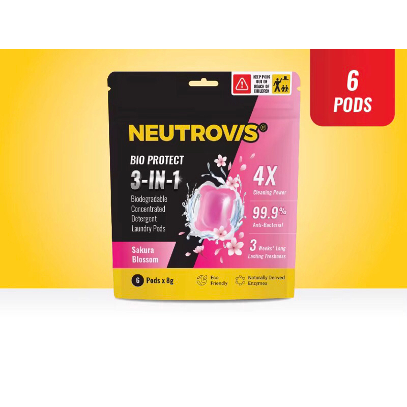 (8g x 6s) Neutrovis 3-IN-1 Biodegradable Concentrated Detergent Laundry ...