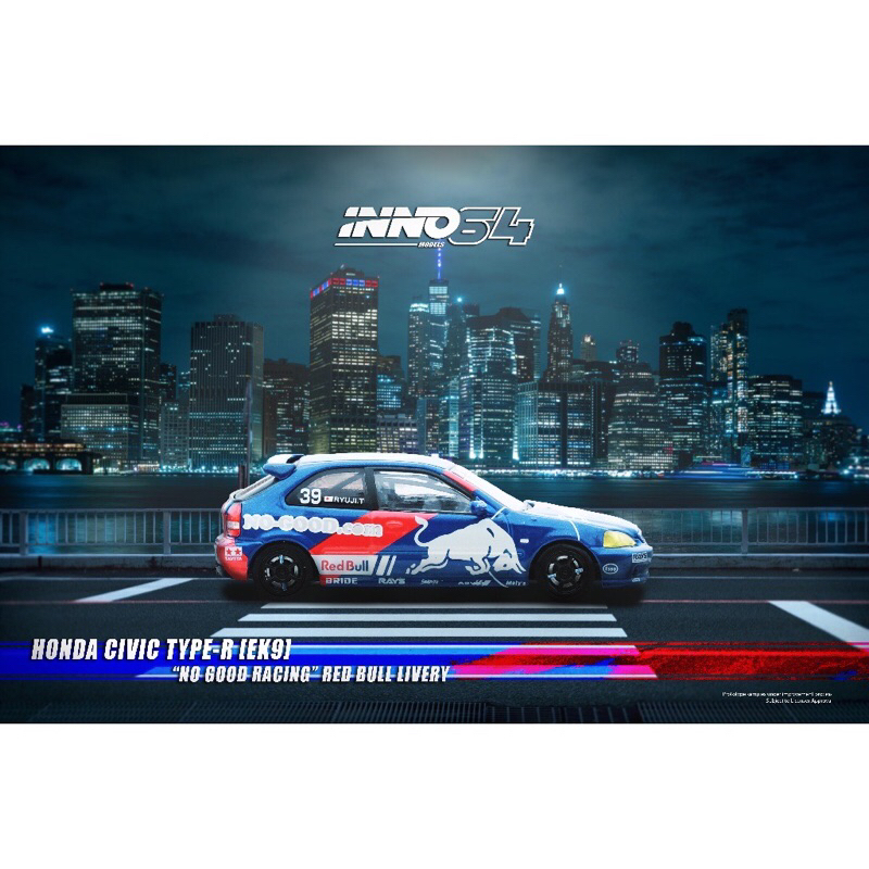 INNO MODELS INNO64 HONDA CIVIC TYPE-R EK9 NO GOOD RACING RED BULL ...