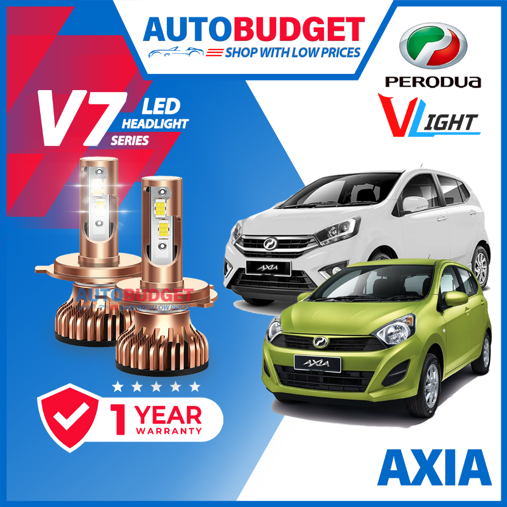 PERODUA Axia V7 V6 V9 VLight Premium LED Axia Car Headlight Advanced H4 Lampu LED Depan Kereta ...
