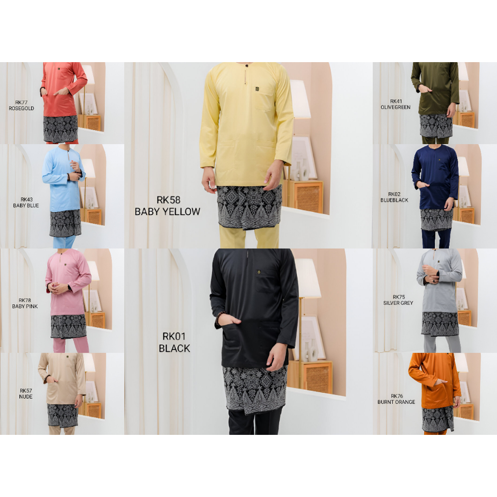 (S-5XL) BAJU MELAYU BABY BLUE Baju melayu teluk belanga baju melayu plus size lelaki razak baju ...