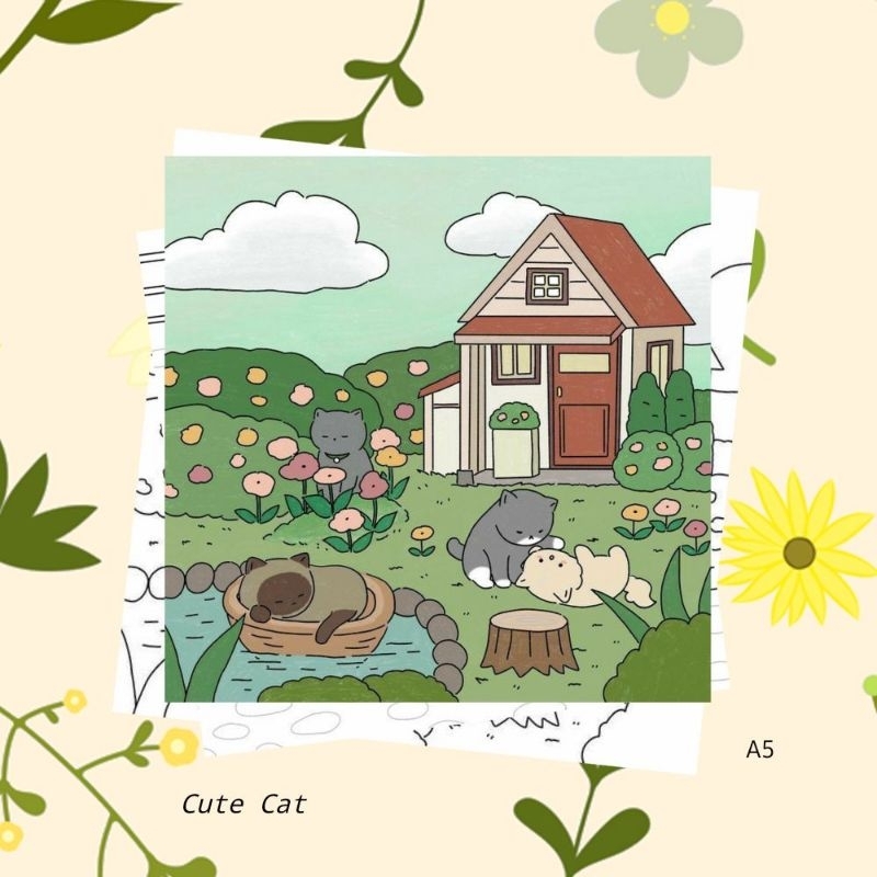 Set mewarna comel | Cat coloring set | Cute coloring pages | 8 pages ...
