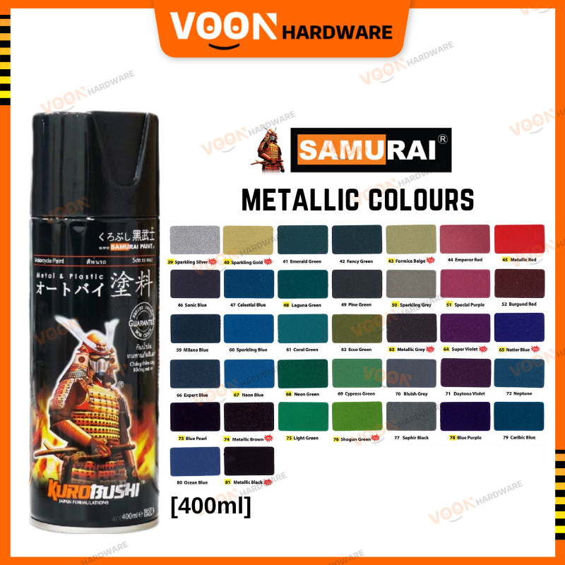 VOON Samurai Spray Paint Metallic Colour Motor Parts Spray Bottle Black ...