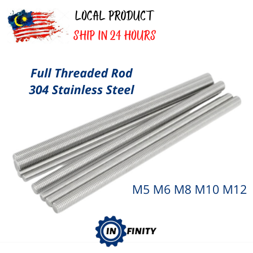 [1PC] Stainless Steel Threaded Rod Screw Bar Stud M5 M6 M8 M10 M12 ...