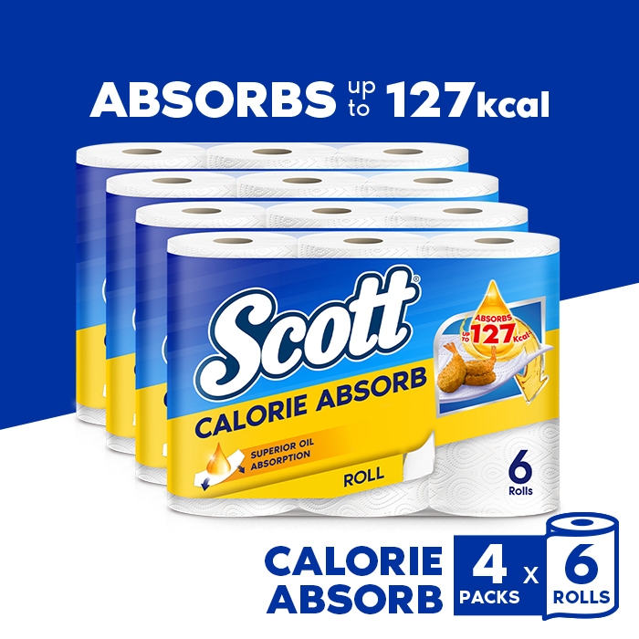 Scott Calorie Absorb Dry Kitchen Towel (6 Rolls x 4 packs) | Shopee ...