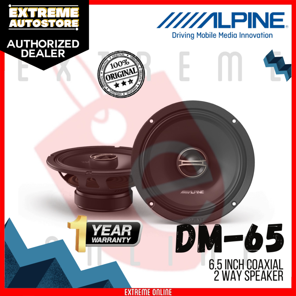 Alpine DM-65 2-way Coaxial Speaker 50W RMS 200W Peak Power | Shopee ...