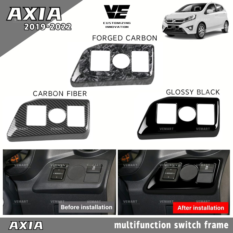 Vemart Perodua axia 2020-2022 carbon fiber multifunction switch frame ...