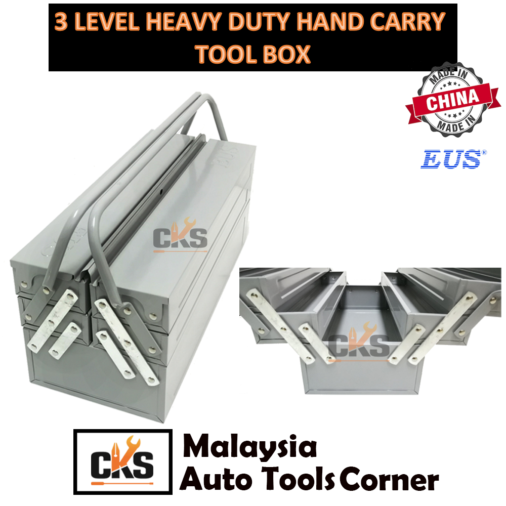 EUS 3 Level Heavy Duty Hand Carry Tool Box 3 Layer Metal Box Tool ...