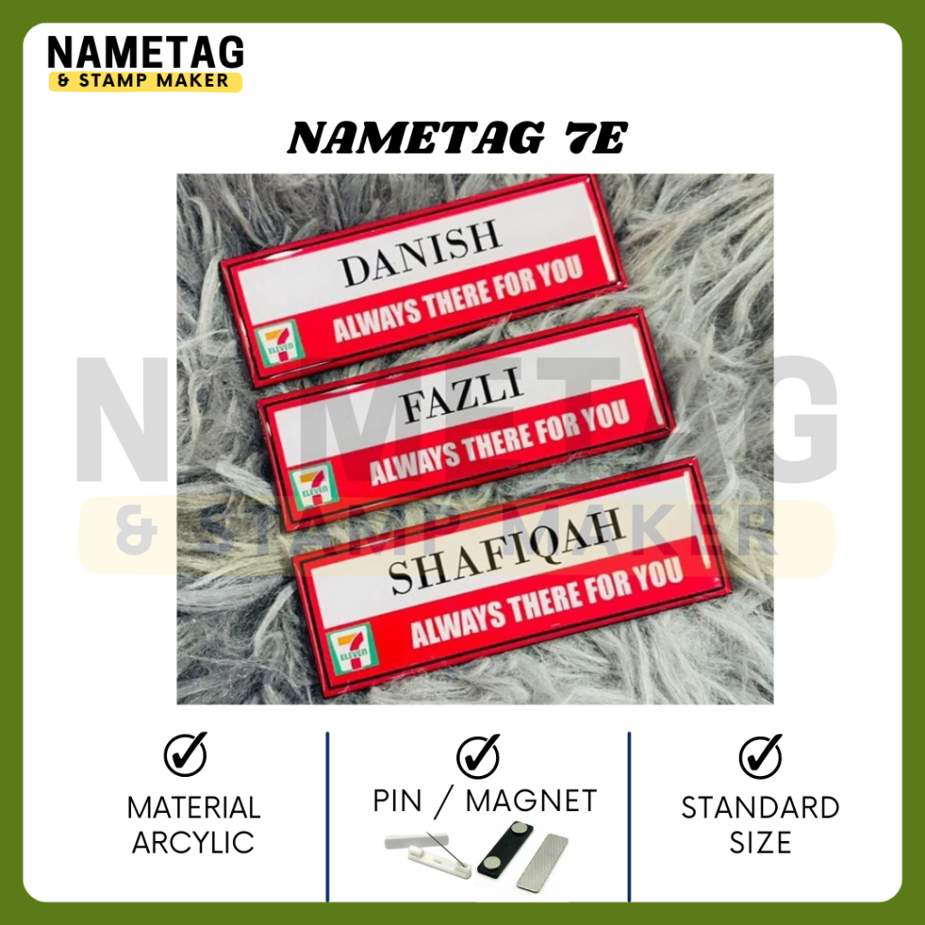 NameTag Epoxy Acrylic 7Eleven | 7E Merah 75X25mm | Shopee Malaysia