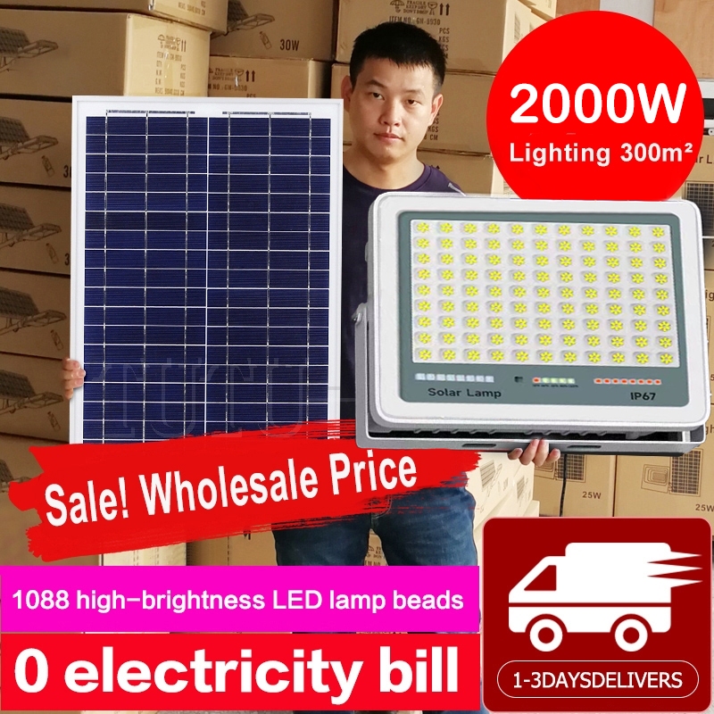 【READY STOCK】Lampu Solar 2000W Solar Light Outdoor Lighting Waterproof ...