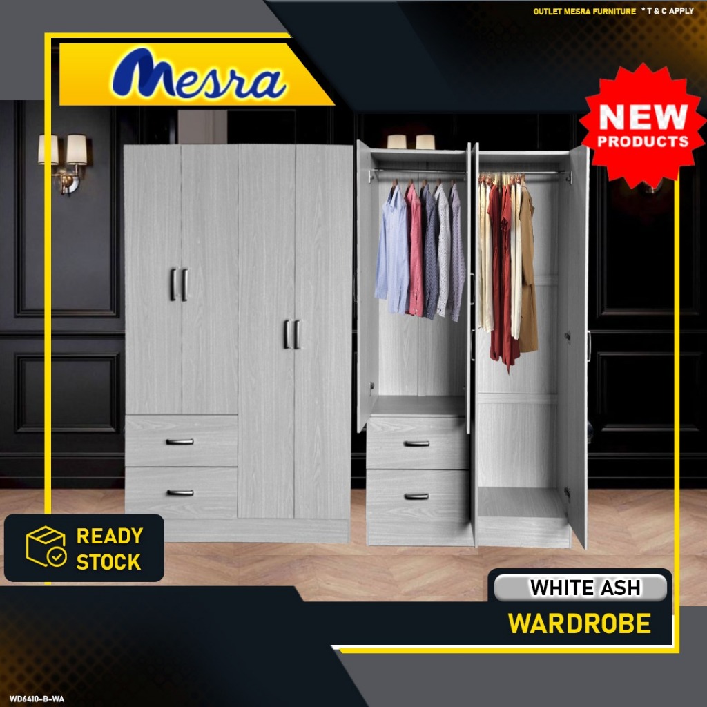 MESRA-4Door Wardrobe / 4 ft 4 Door / 4 Kaki Almari Baju / Bedroom Set ...