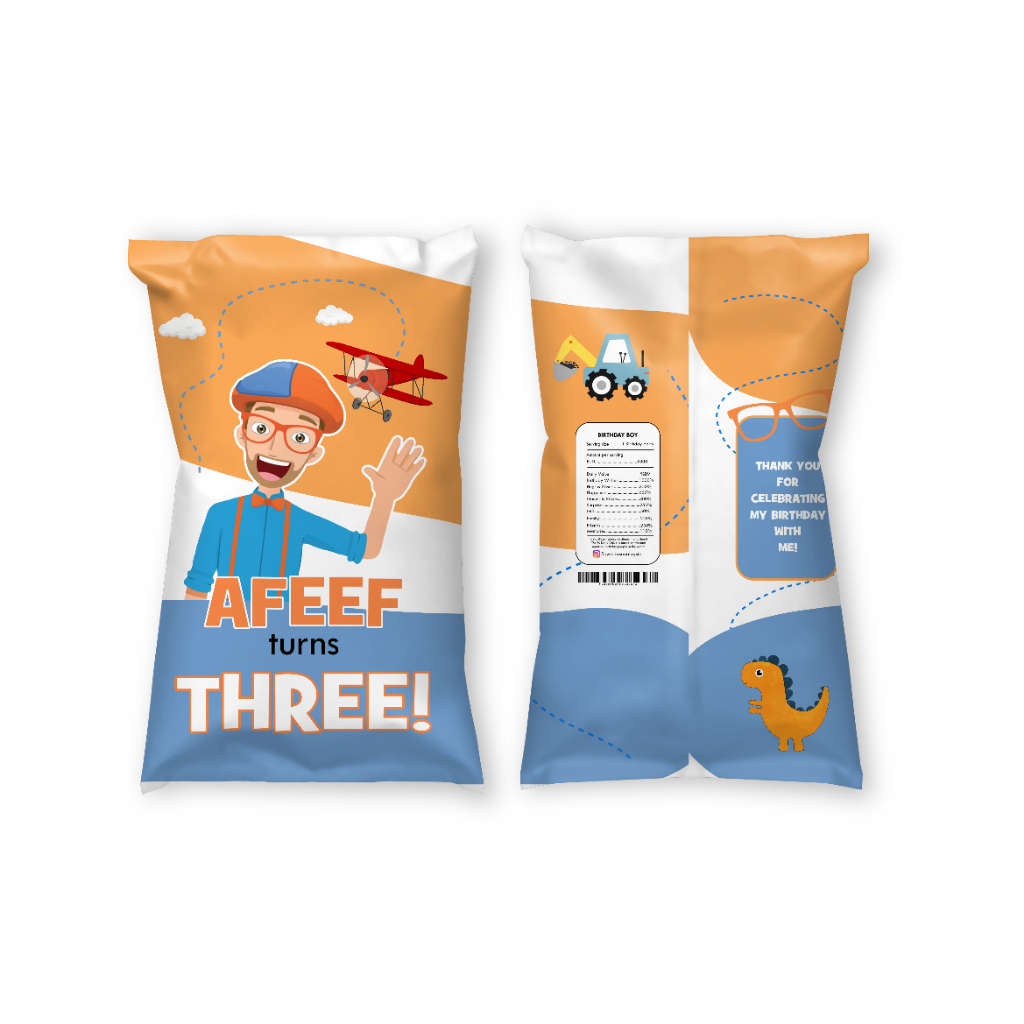 Blippi Theme Paperbag Stickers Bottle Label Activity Book Tag Vitagen ...