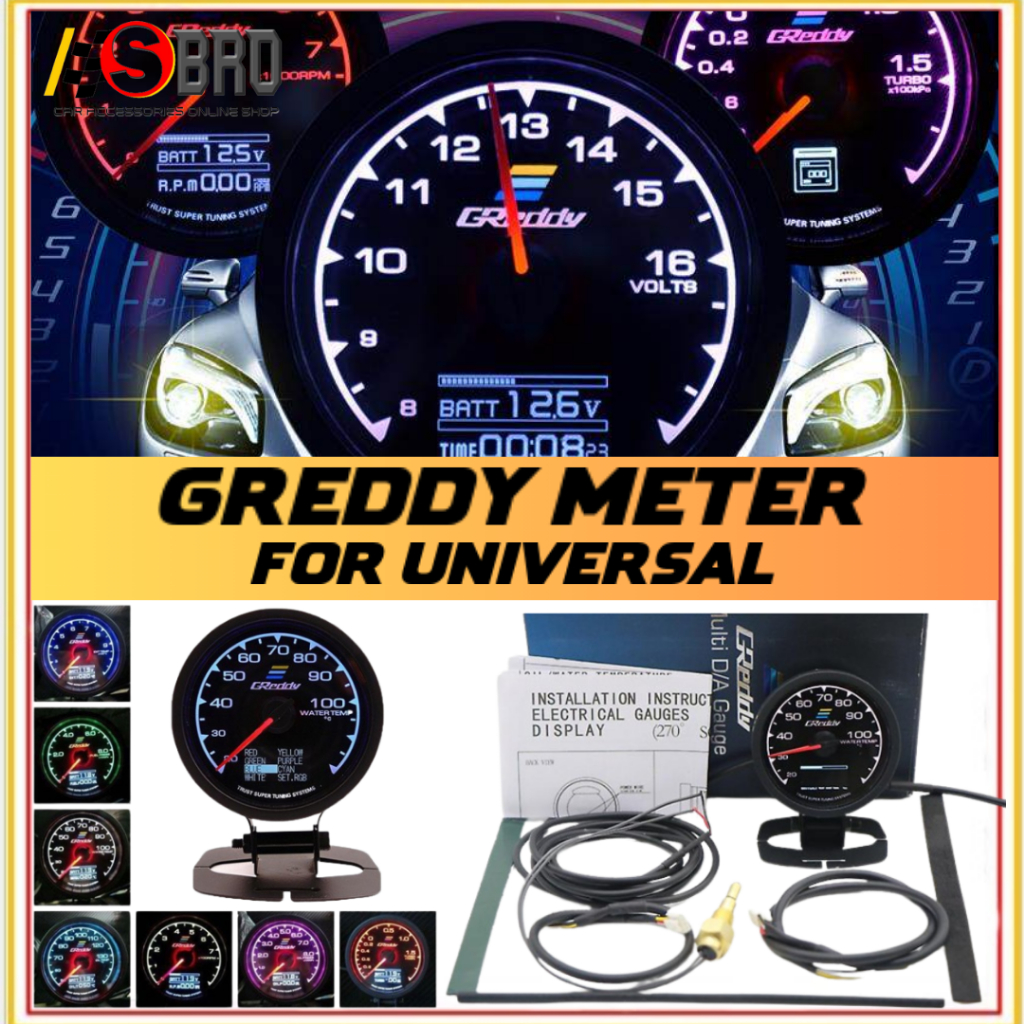 GREDDY Multi Gauge Meter 2 In 1 Turbo Boost /Water Temp /Oil Temp /Oil ...