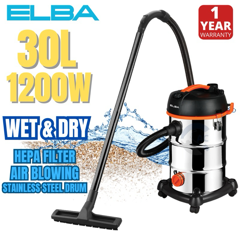 Elba Wet & Dry Vacuum Cleaner EVC-H1231(SS) / Heavy Duty | 3 in 1 Vaccum | Shopee Malaysia