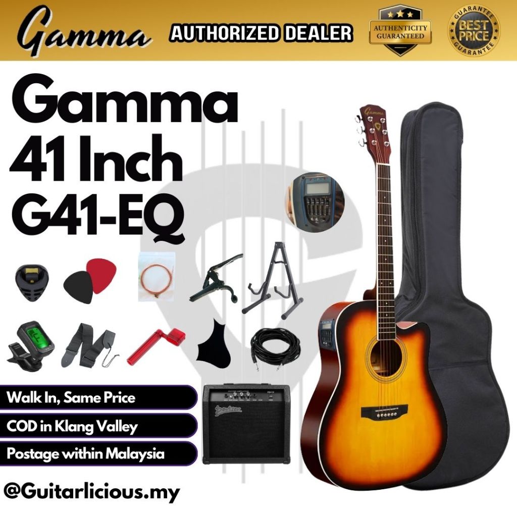 GAMMA Series 41 inch Acoustic Guitar with 4 band EQ (FT-G41-EQ) Plug in ...
