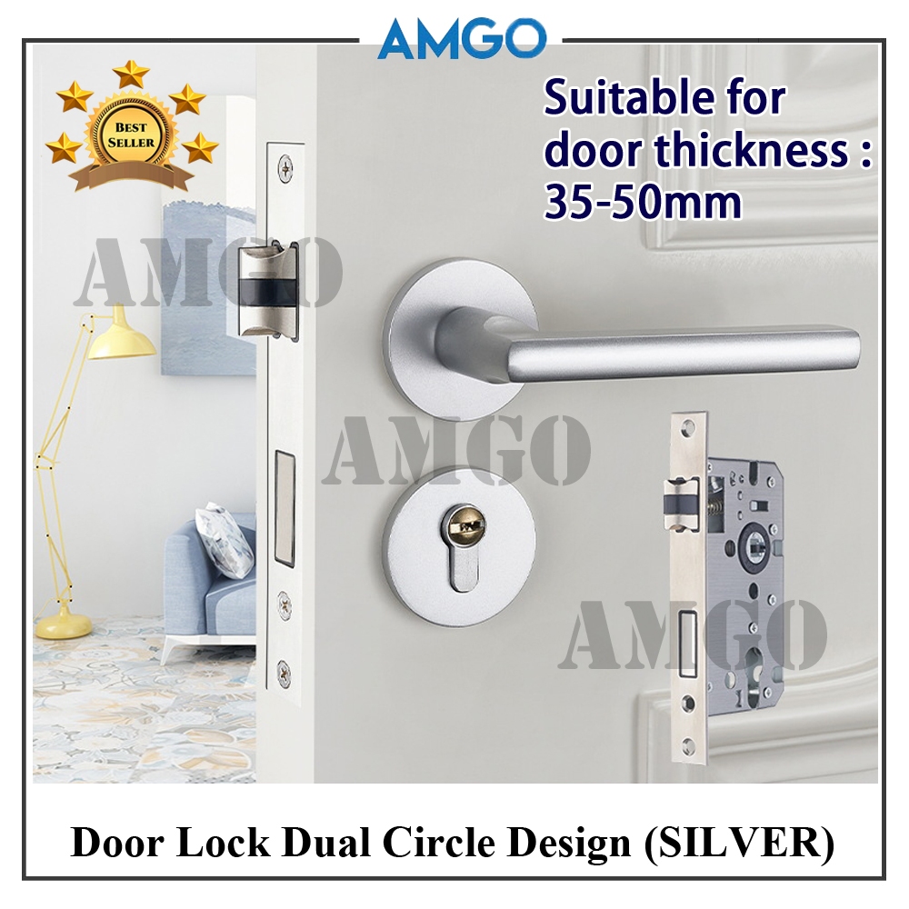 AMGO Space Aluminum Door Lock Split Silent Handle Aluminium Simple ...