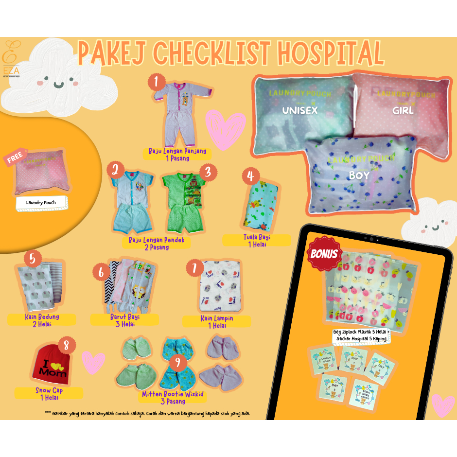 Pakej Checklist Hospital - Pakej Wajib Bawa Ke Hospital Kain Cotton Set ...