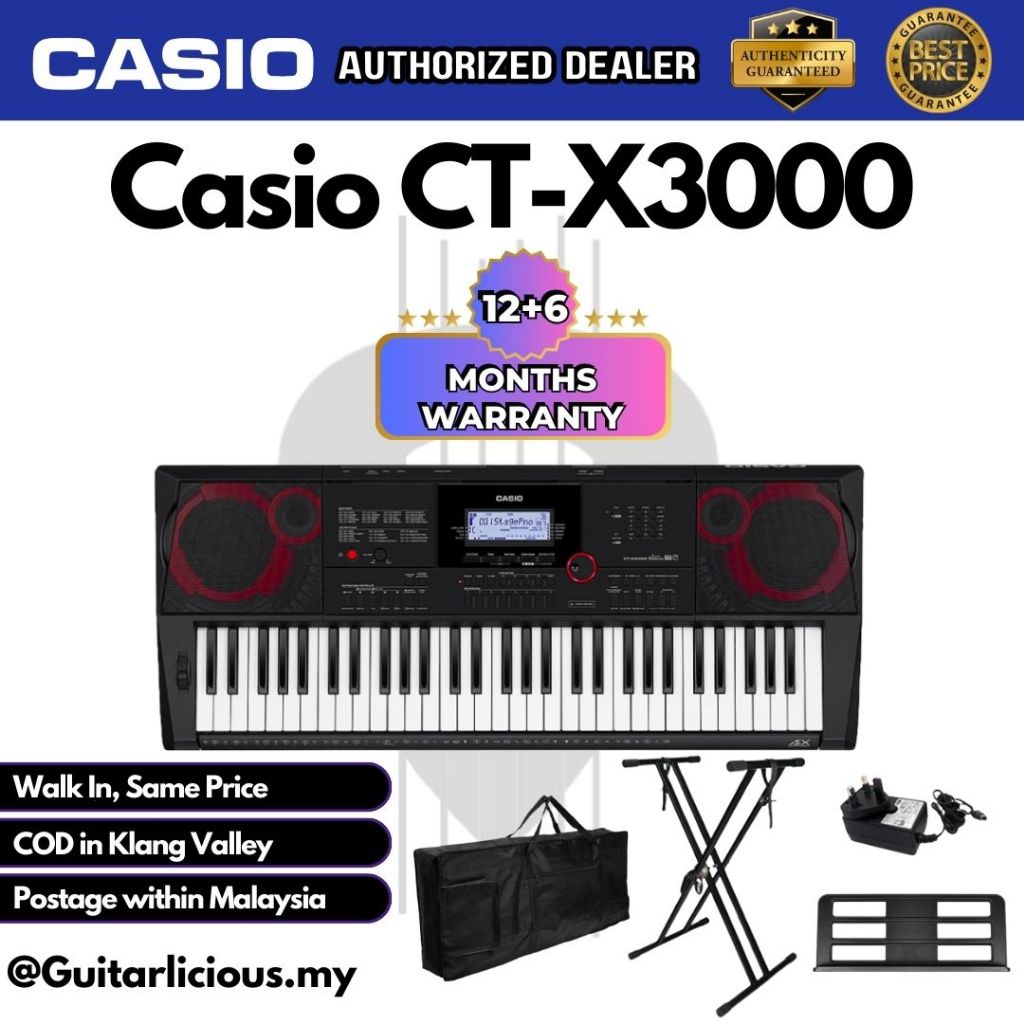 Casio CT-X3000 61-Keys Portable Keyboard Premium Bundle ( CTX3000 CTX ...
