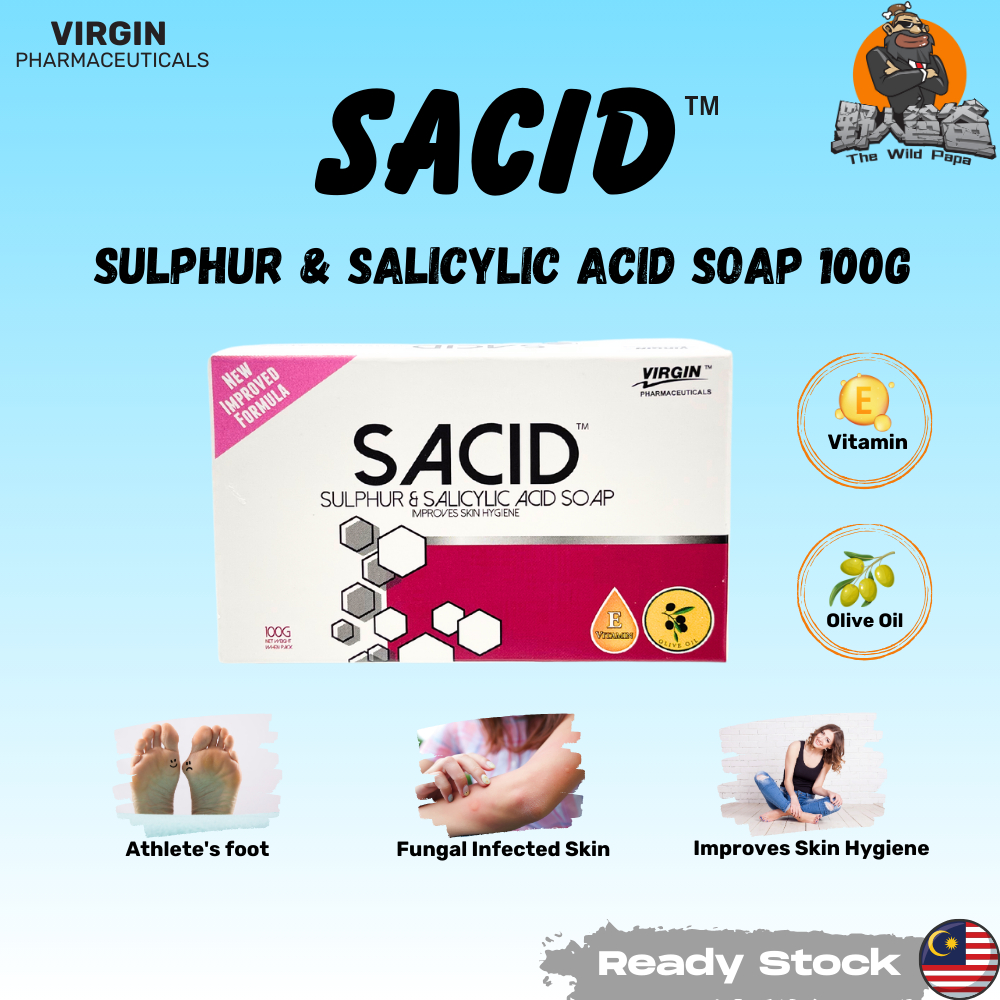 Sacid Sulphur & Salicylic Acid Soap 100g Sacid Soap Skin Fungal Soap ...