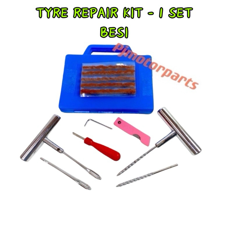 CAR & MOTORCYCLE TYRE REPAIR KIT TOOL TOOLS / ALAT TUMPUNG CACING TAYAR ...