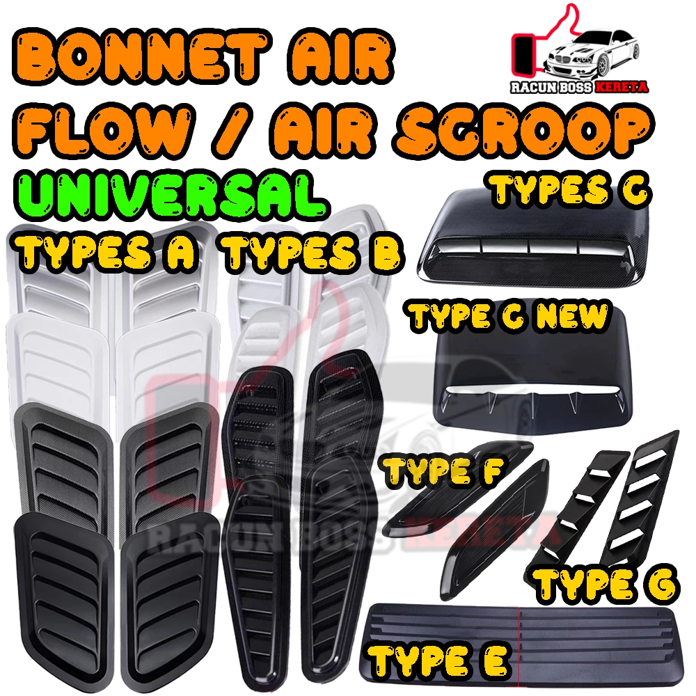 READY STOCK!!! UNIVERSAL CAR DECORATIVE AIR FLOW INTAKE HOOD SCOOP VENT ...