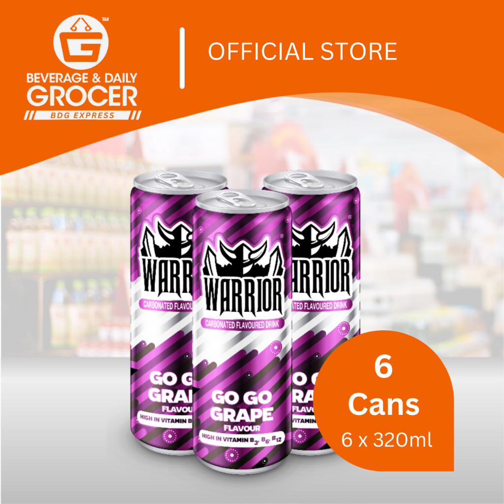 Warrior Carbonated Plus - Go GO Grape/ Swush Strawberry (6x320ml) 6 Can ...