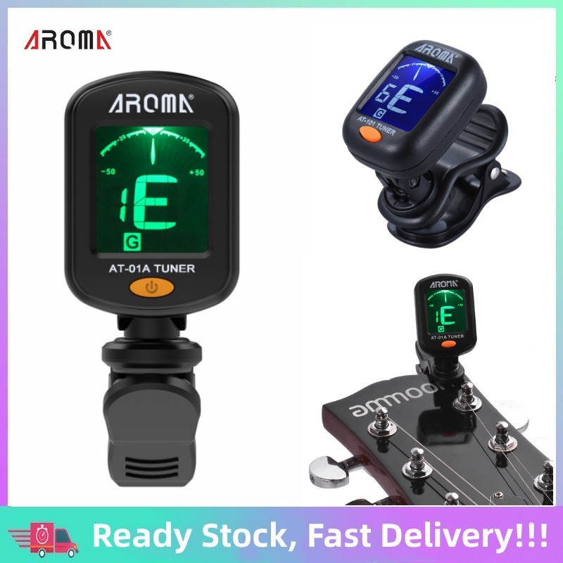 Ready Stock AROMA Clip-on Guitar Tuner Bass Violin Ukulele Chromatic ...