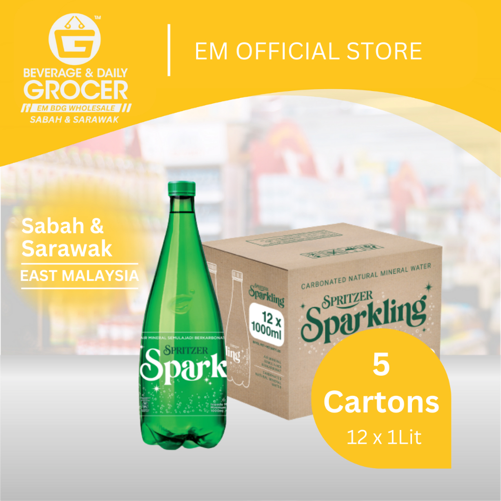 Spritzer Sparkling Natural Mineral Water 12 x 1Lit | Shopee Malaysia