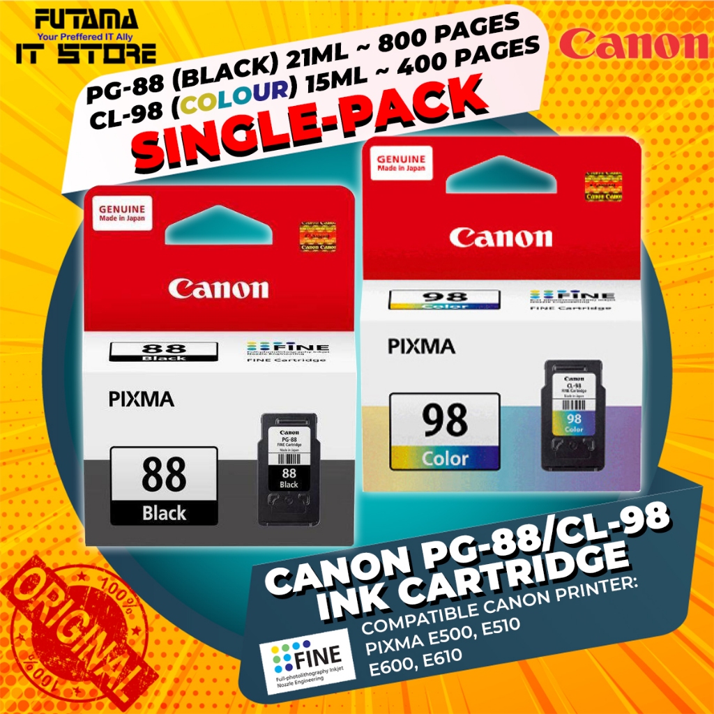 Canon PIXMA PG-88 (BLACK) / CL-98 (COLOUR) Original Ink Cartridge ...
