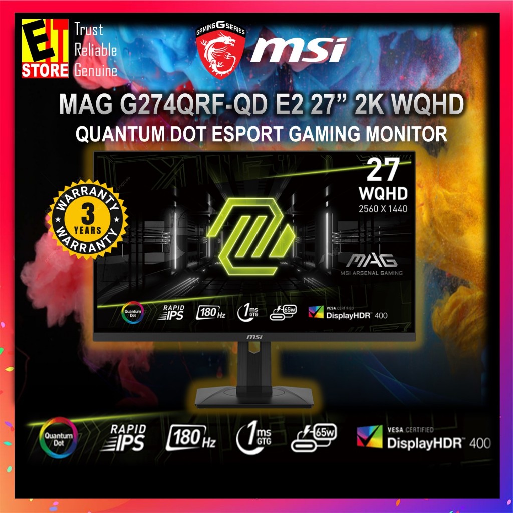 MSI MONITOR MAG274QRF-QD E2 GAMING (27'' RAPID IPS QUANTUM DOT 2K WQHD ...