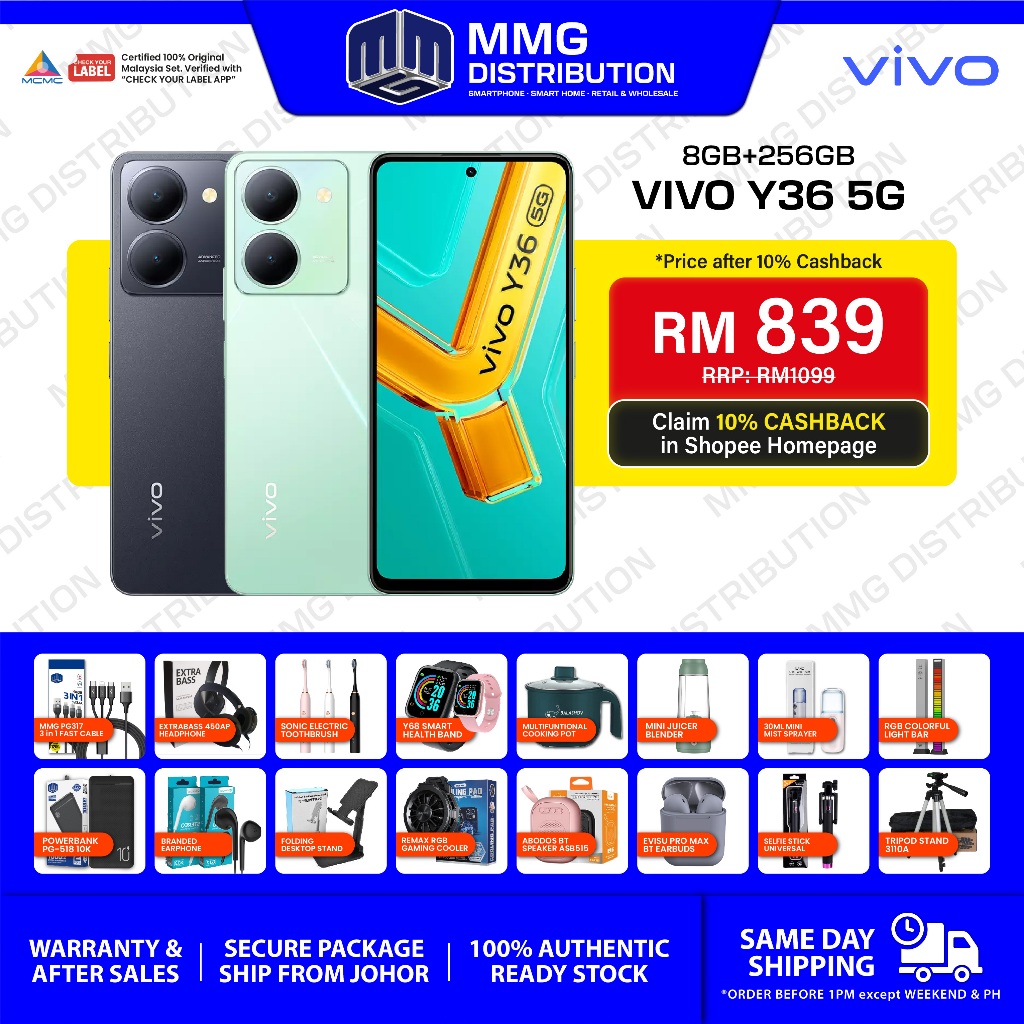 vivo Y36 5G / Y36 4G (8+8GB Extd.RAM 256GB ROM) - READY STOCK, 1 Year ...