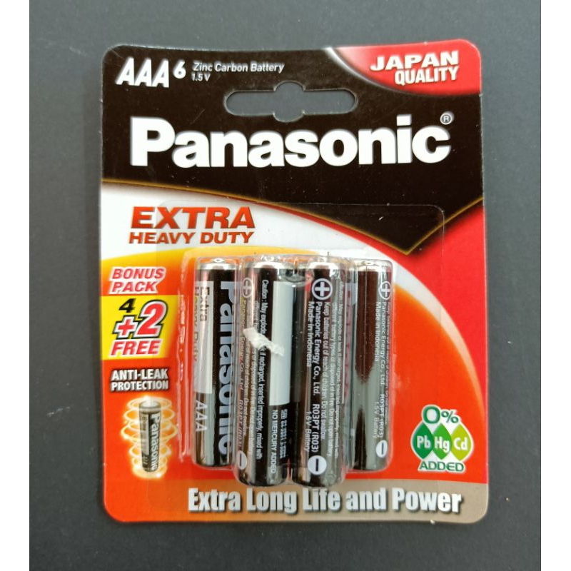 100% Original Panasonic Extra Heavy Duty AAA 4+2 Batteries -1 card | Shopee Malaysia