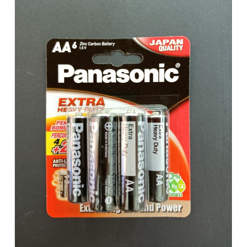 100% Original Panasonic Extra Super Heavy Duty AA 4+2 Battery - 1 Card ...