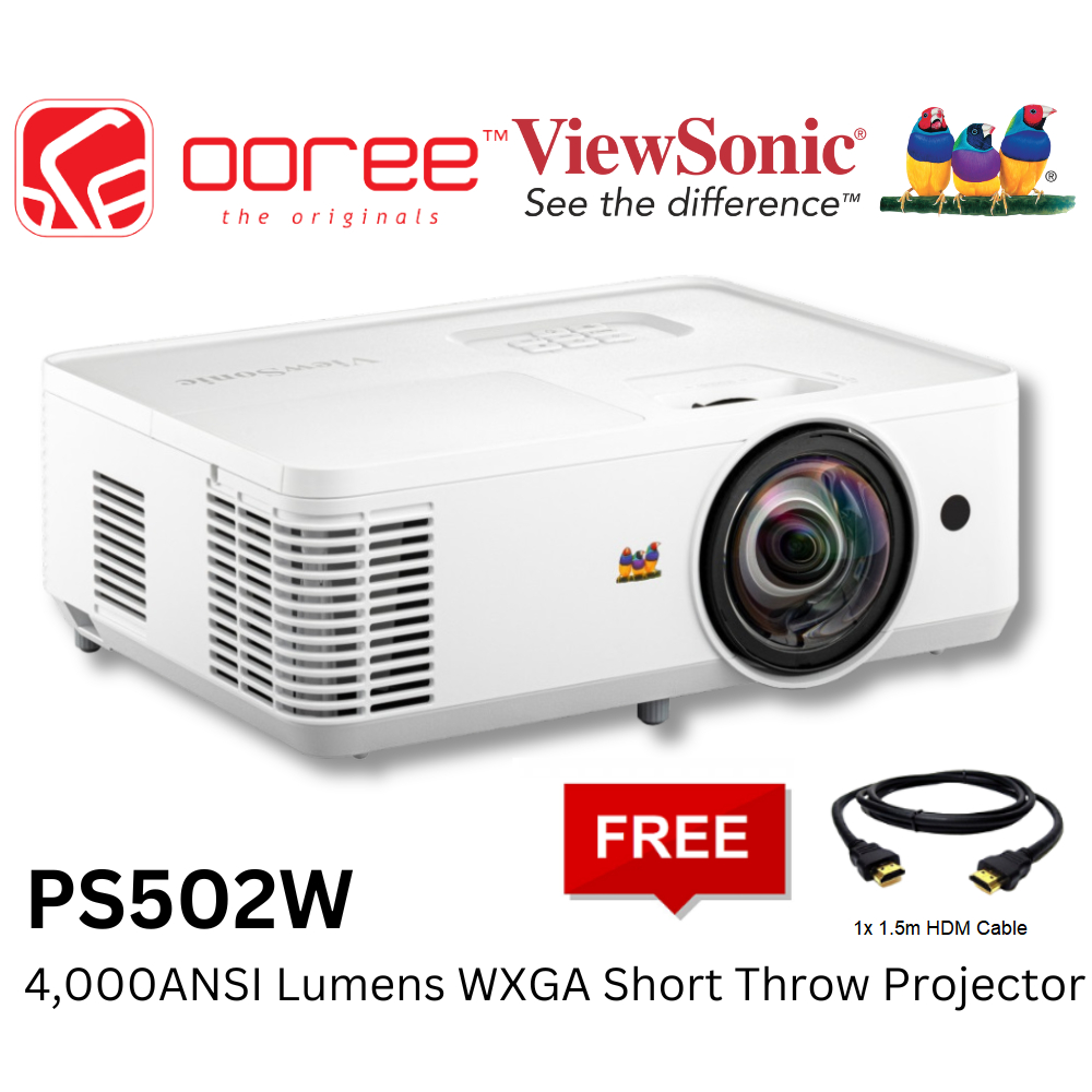 VIEWSONIC PS502W 4,000 ANSI LUMENS WXGA (1280x800) SHORT THROW BUSINESS ...