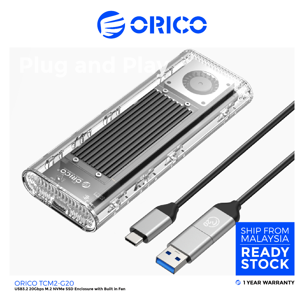ORICO TCM2-G20 NVMe SSD Enclosure 20Gbps with Build in Fan | Shopee Malaysia
