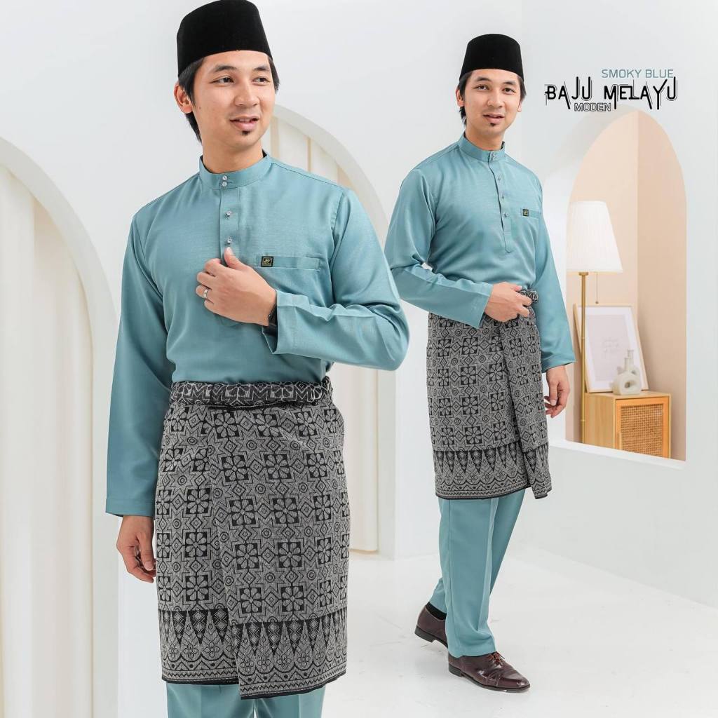 Habibi Boutique | Baju Melayu Moden Smoke Blue | Shopee Malaysia
