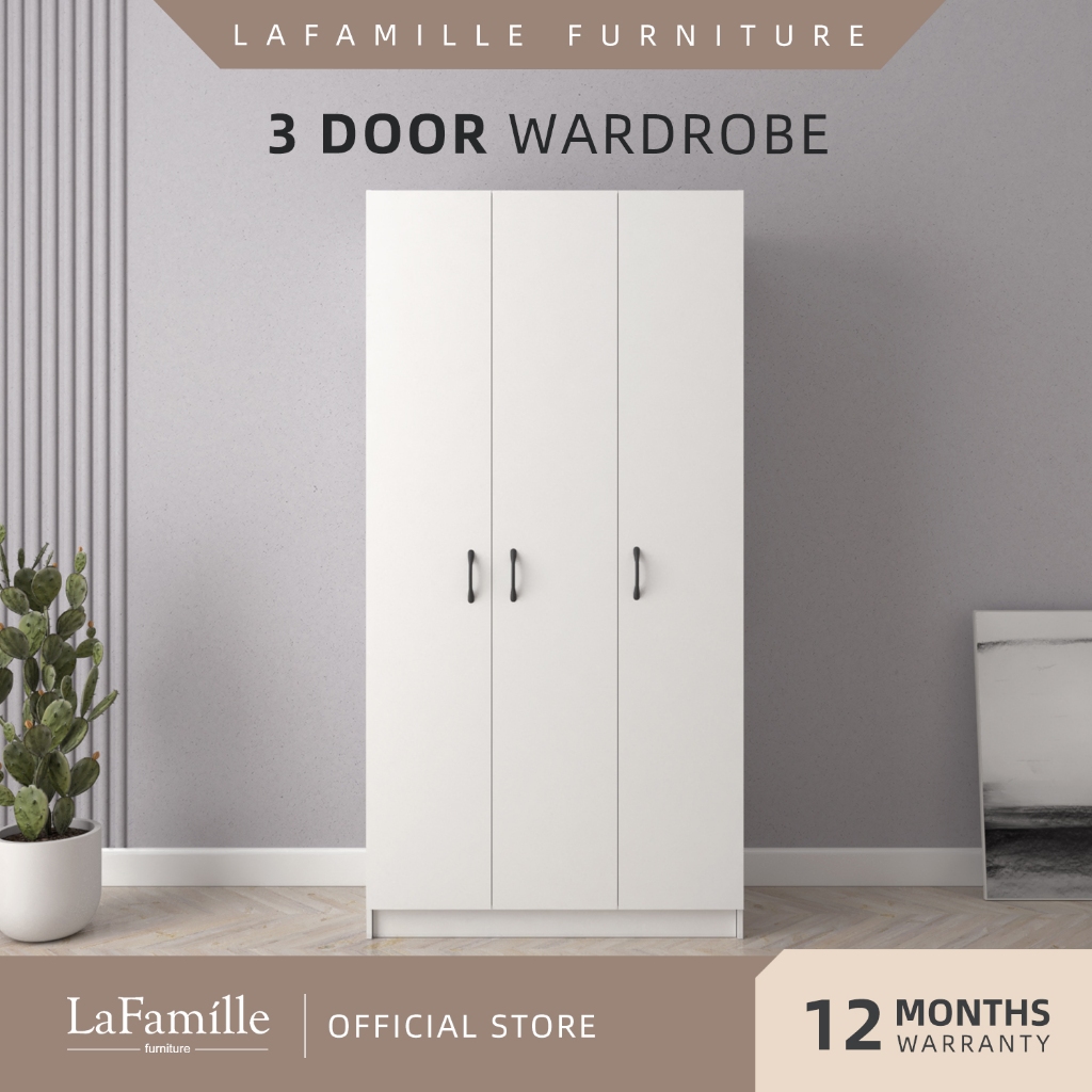 KitchenZ Wooden Wardrobe 3 Door Wardrobe Storage Cabinet Extra Large ...