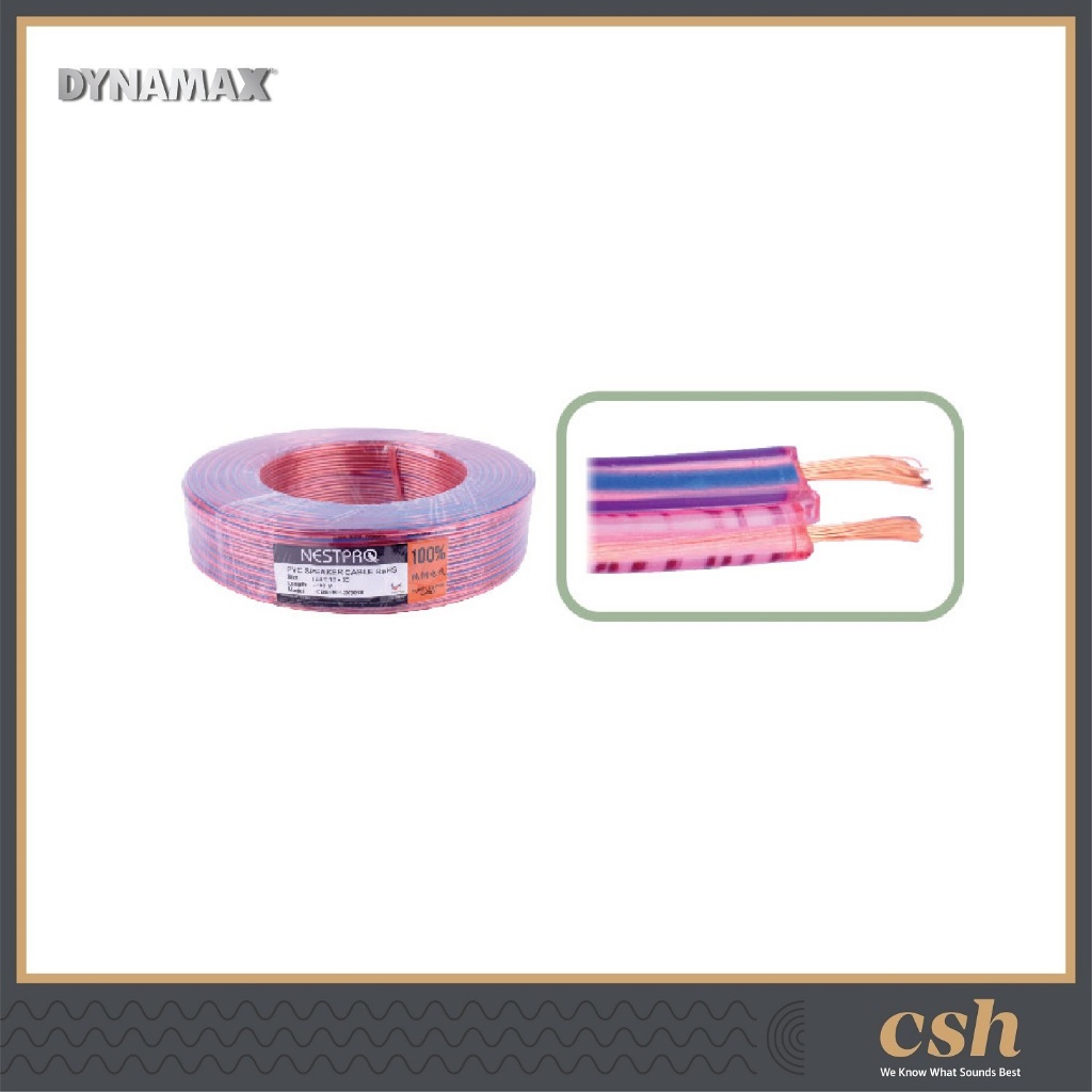 DYNAMAX 2X3018 Transparent PVC Twin Cable Speaker Cable (Pink) (100m ...