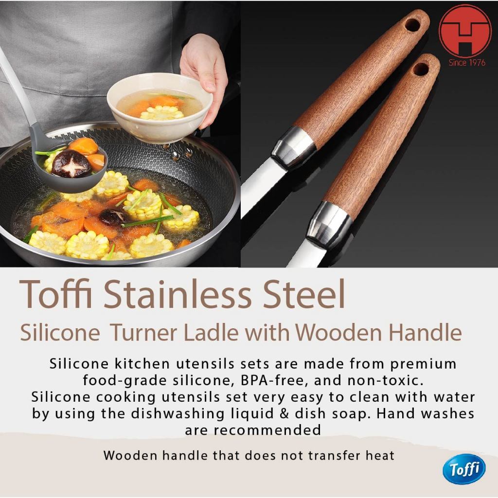 [TeoHin] Toffi Stainless Steel Silicone Asian Turner / Ladle / Slotted ...