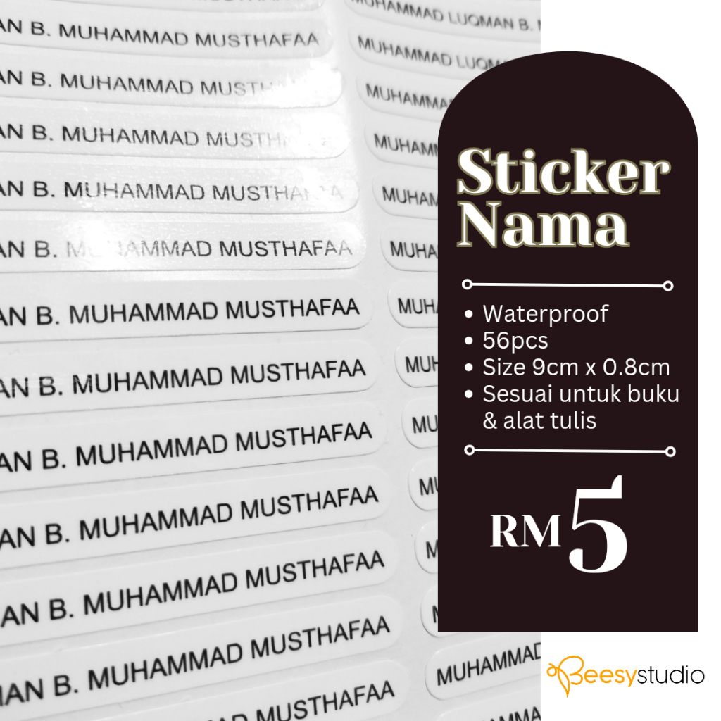 STICKER NAMA PUTIH (WATERPROOF) | Sticker Buku | Sticker Sekolah ...