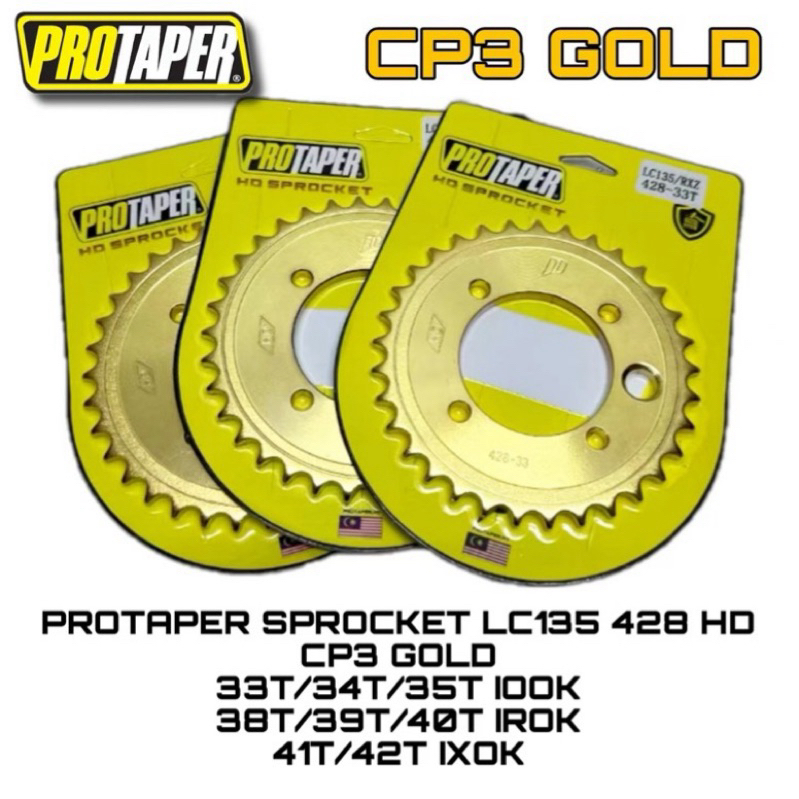 LC/Y15/Y16/RS/RSX/Y125 PROTAPER CP3 428HD FULL CHROME GOLD SPOCKET ...