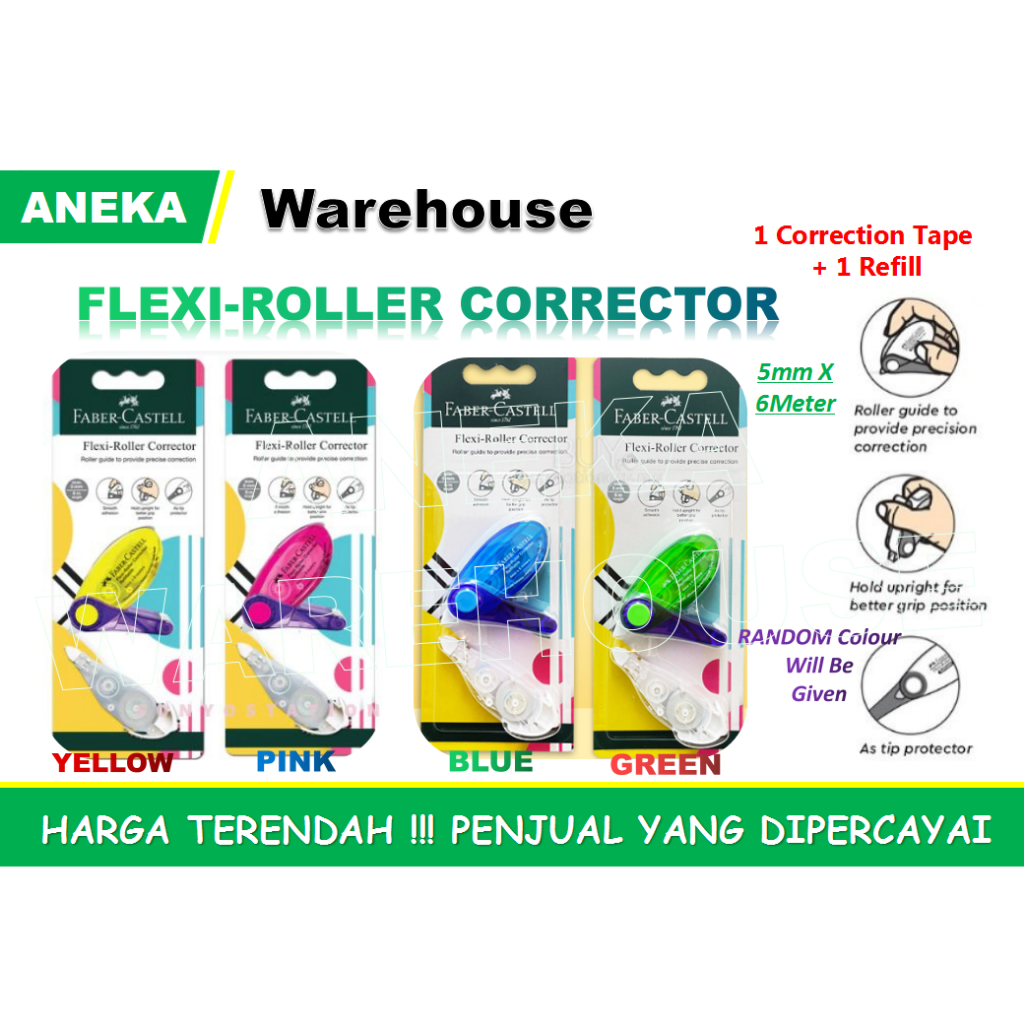 FABER CASTELL Flexi-Roller Corrector / Correction Tape / 5mm X 6meter ...