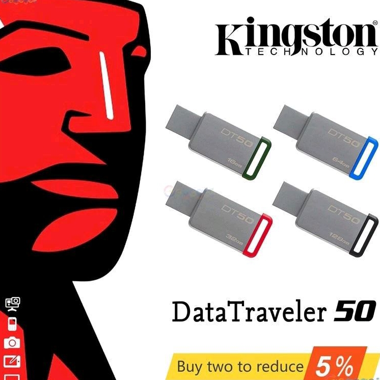 Kingston 256GB 128GB 64GB 32GB 16GB 8GB USB Pendrive DT50 High Speed ...