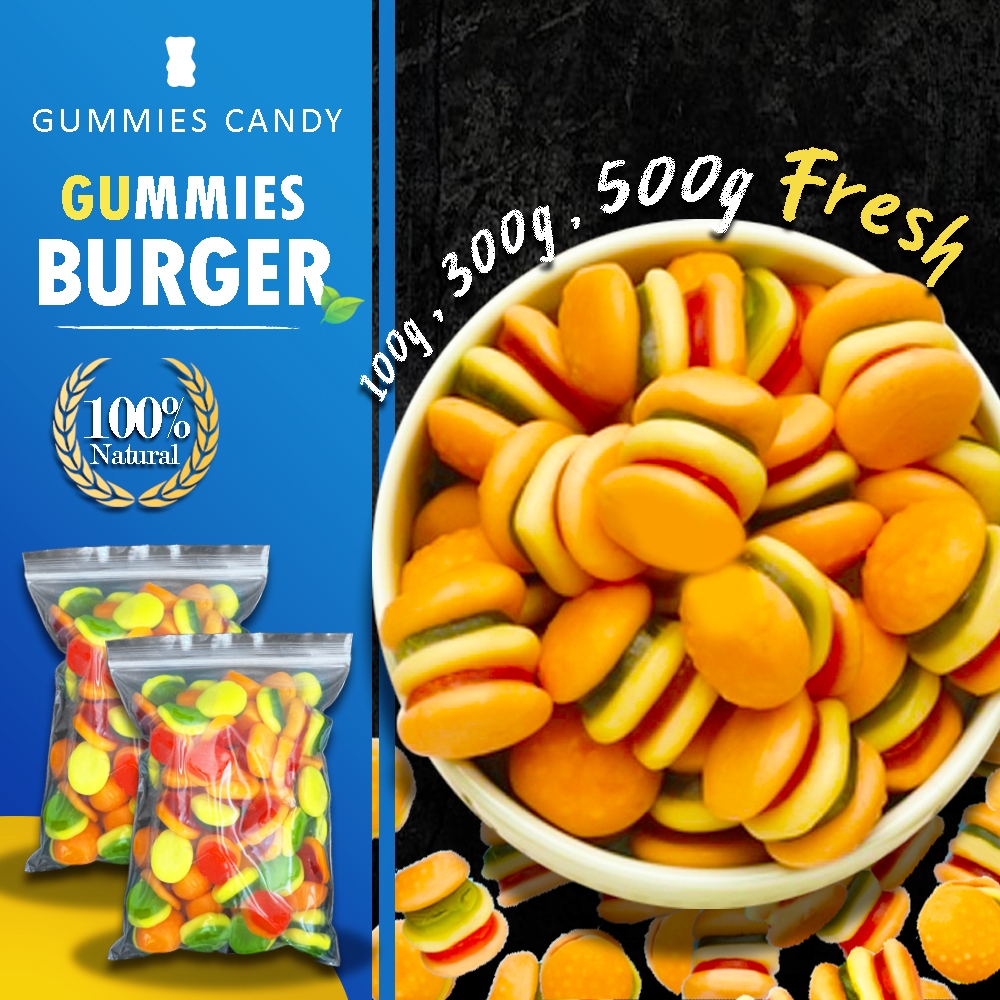 Gummies Burger Sweet Candy Snack Gummi Jelly Jajan Coklat Masam Manis ...