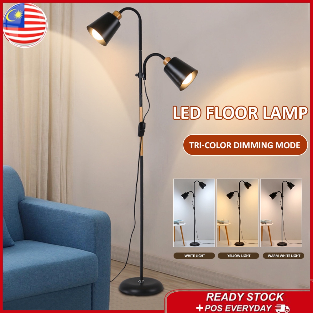 Stand Lamp+2 Bulb Nordic Floor Lamp Standing Lamp Light Bedside Lamp ...