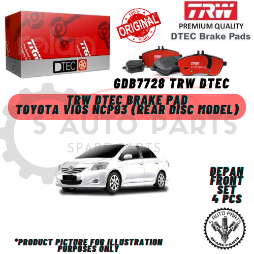 TOYOTA VIOS NCP93 (REAR DISC MODEL) (depan FRONT) TRW DTEC DISC BRAKE ...